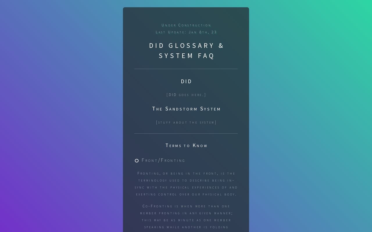 DID/OSDD-1 & System FAQ